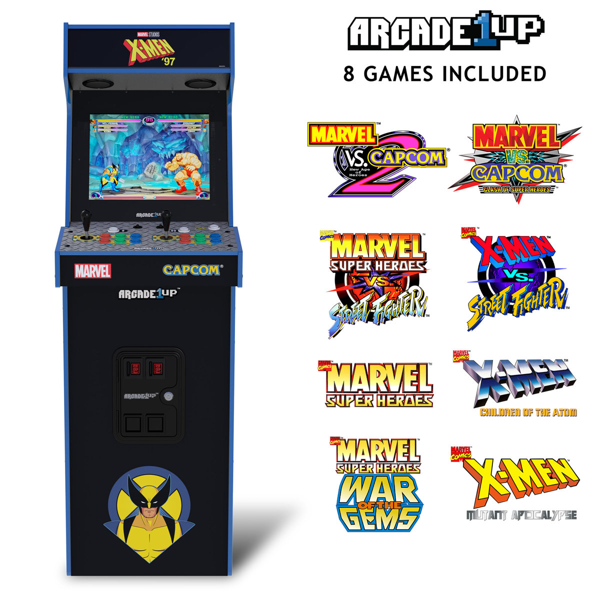 Arcade 1Up Arcade1Up Marvel Vs. Capcom 2 X-Men ‘97 Edition Deluxe Arcade Machine 8 Games in 1 ...